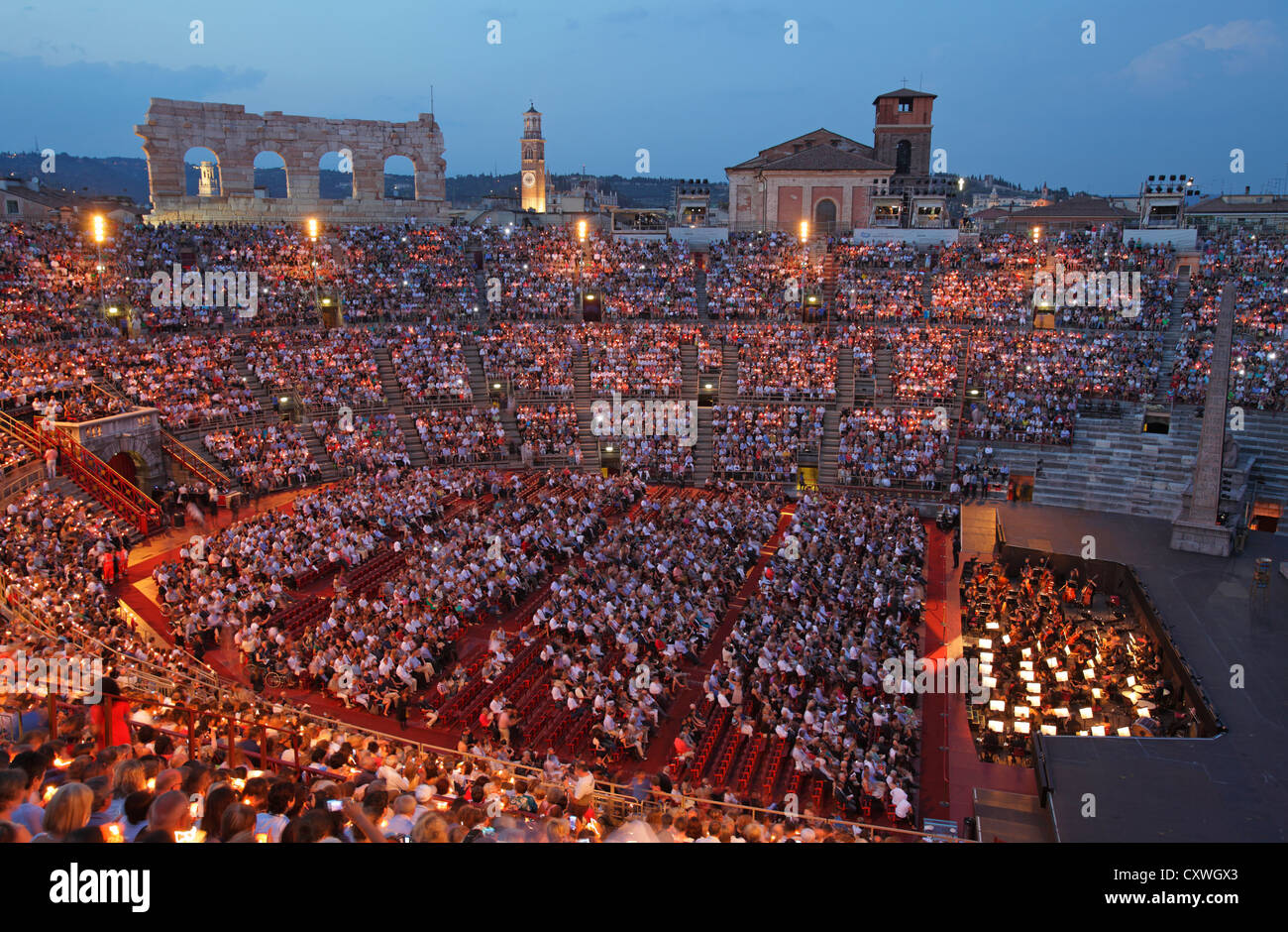 The Arena during the opera performance, Verona, Italy Stock Photo - Alamy