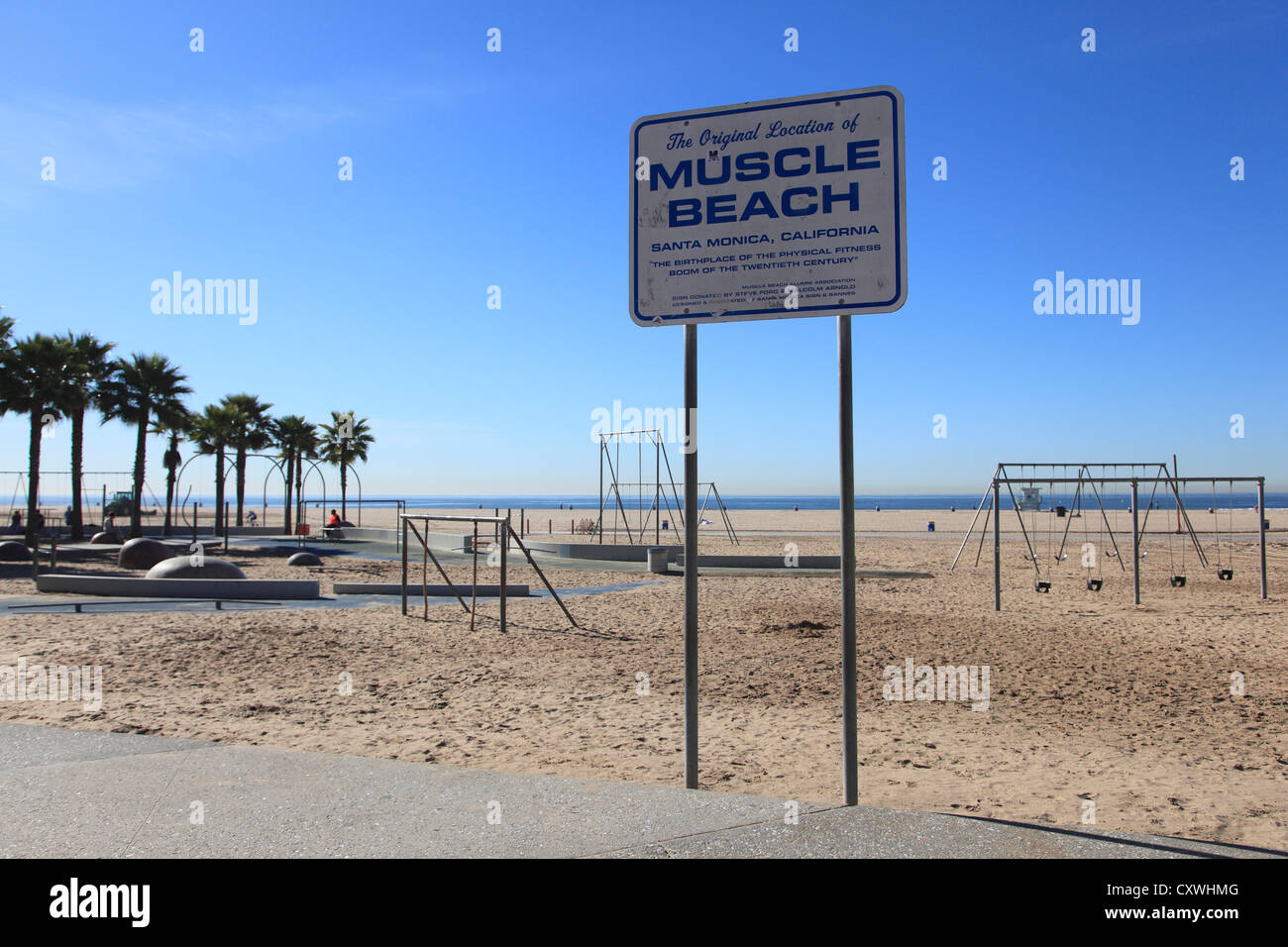 Orginal location of Muscle Beach, Santa Monica, Los Angeles, California ...