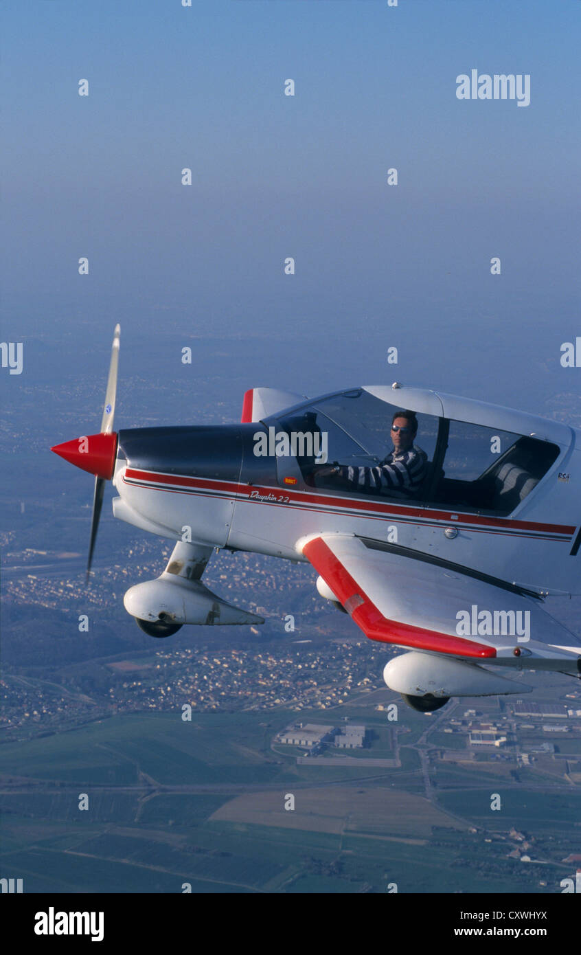 French plane Robin DR400-120 in flight, France Stock Photo - Alamy