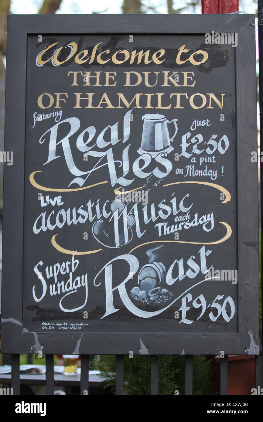 Pub sign, meals, London, England, U.K., city, europe, photoarkive Stock ...