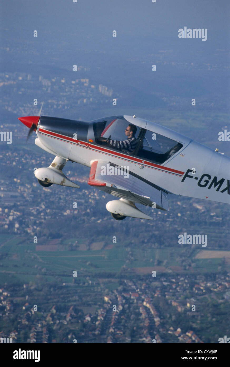French plane Robin DR400-120 in flight close to stall speed, France ...