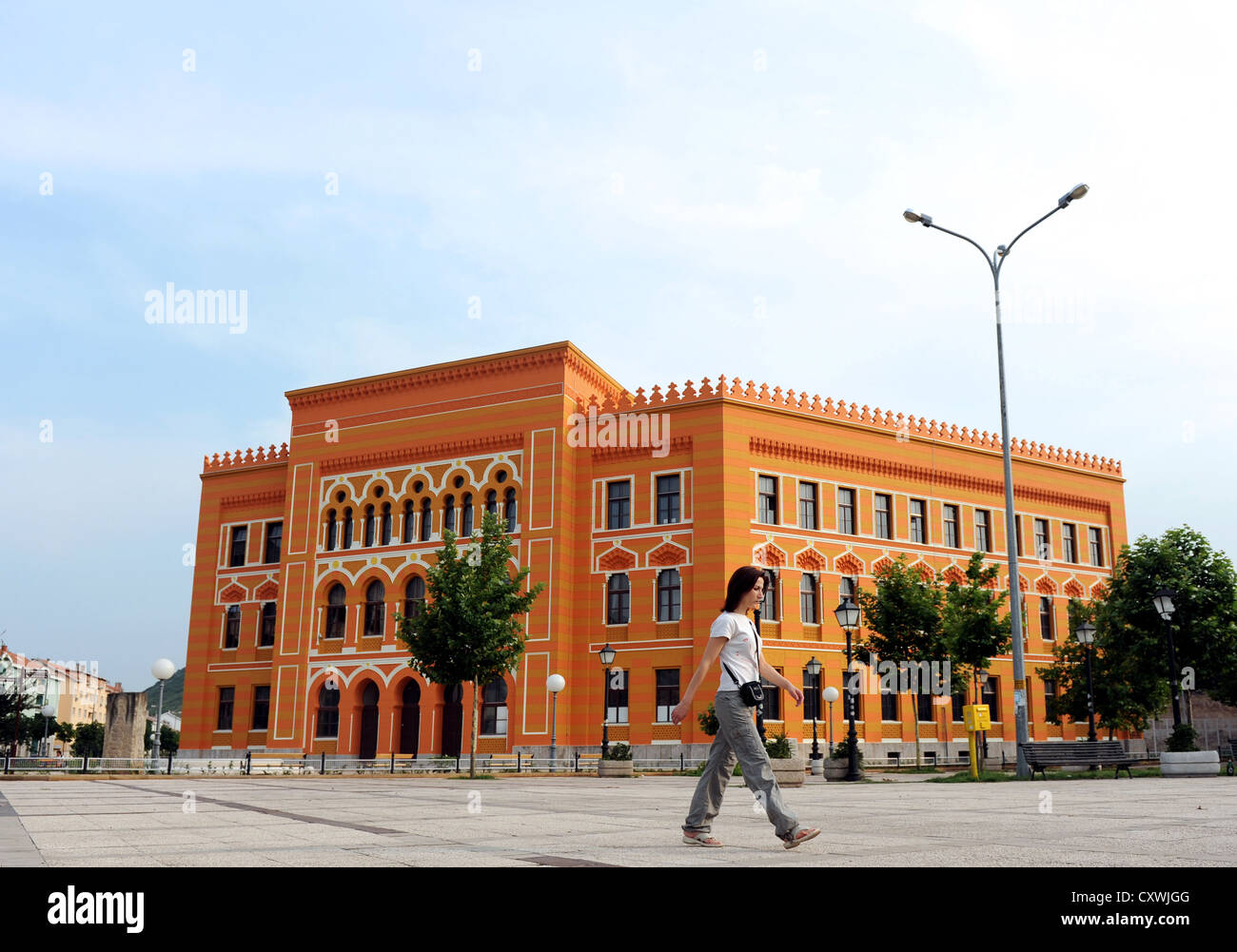 High school (Gimnazija) and square in Mostar where was front line ...