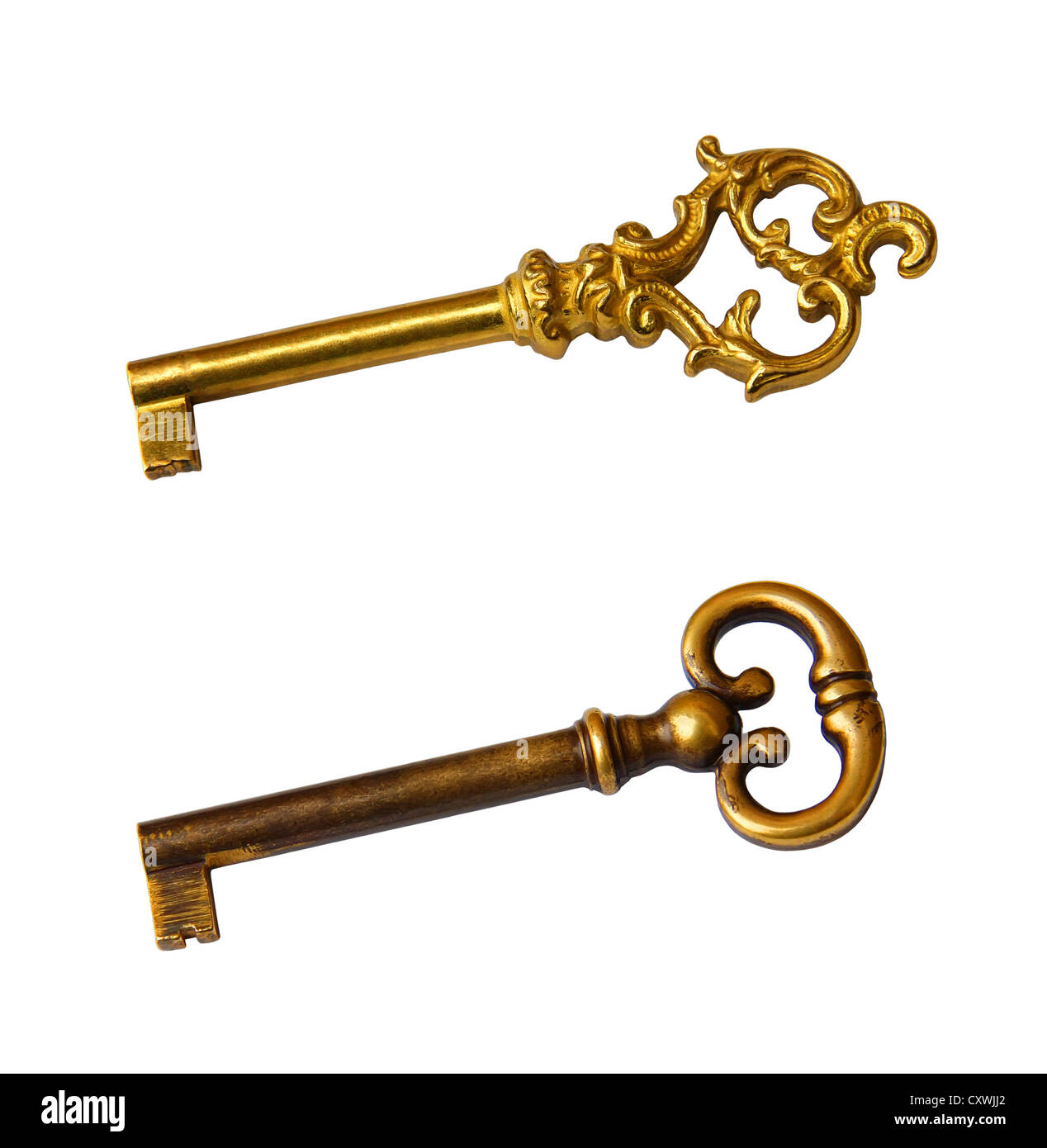 Set of old key with golden tones isolated on white Stock Photo - Alamy