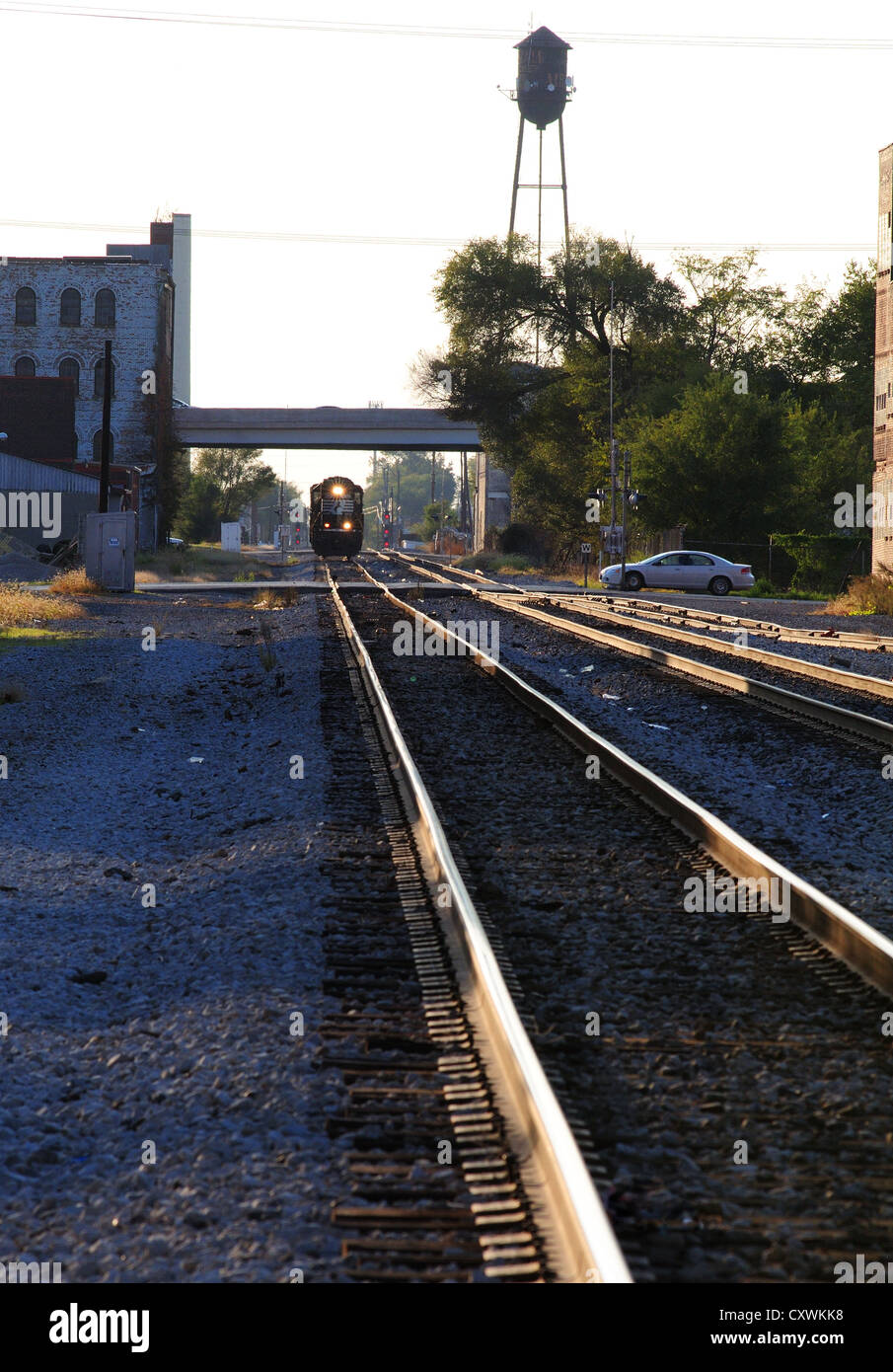 Train tracks in an industrial area Stock Photo - Alamy