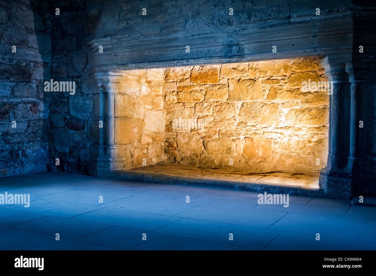 Warm and cold light in old stone castle Stock Photo - Alamy
