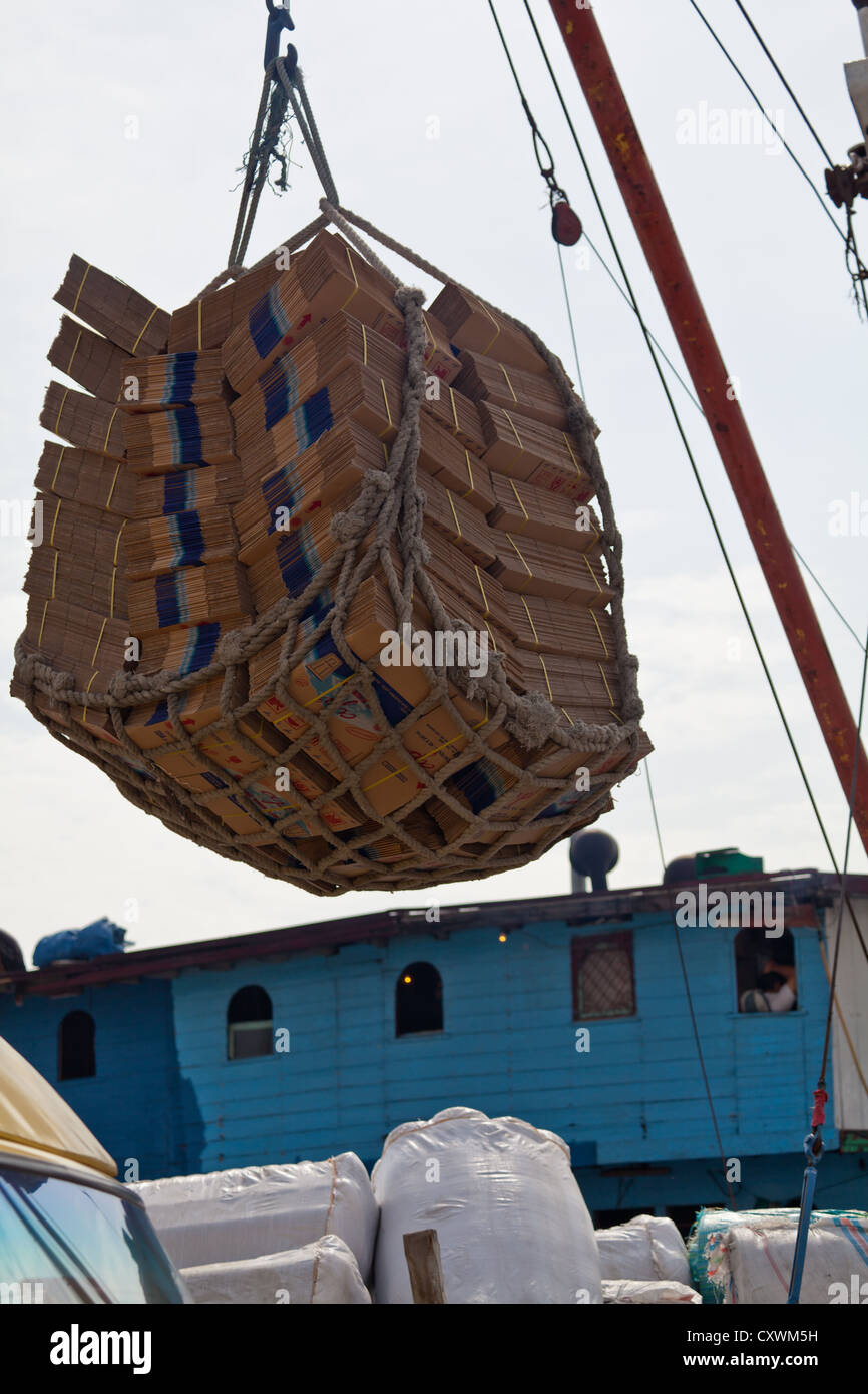 Workers unloading Cement Bags from a Ship in the Port Sunda Kalapa in ...