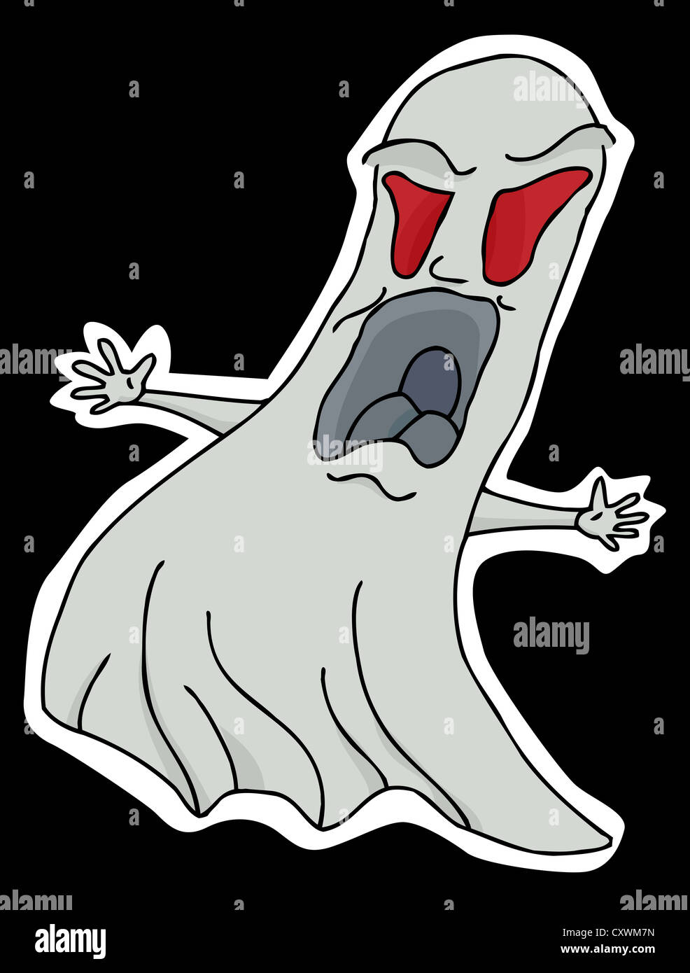 Angry ghost with scary gesture over black background Stock Photo - Alamy