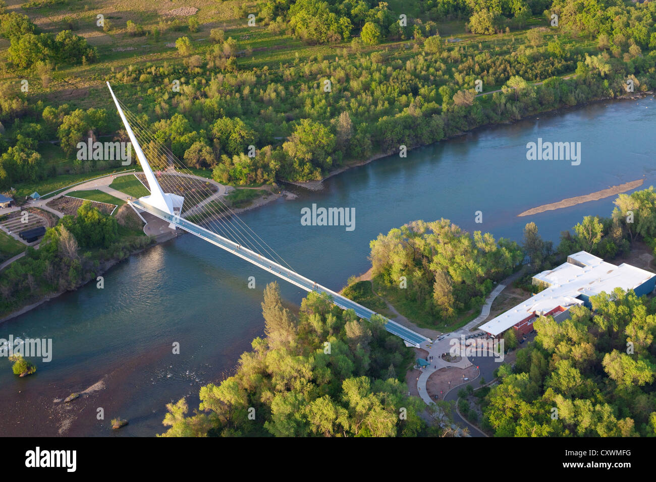 Aerial view of the Sundial Bridge, Redding, California Stock Photo - Alamy