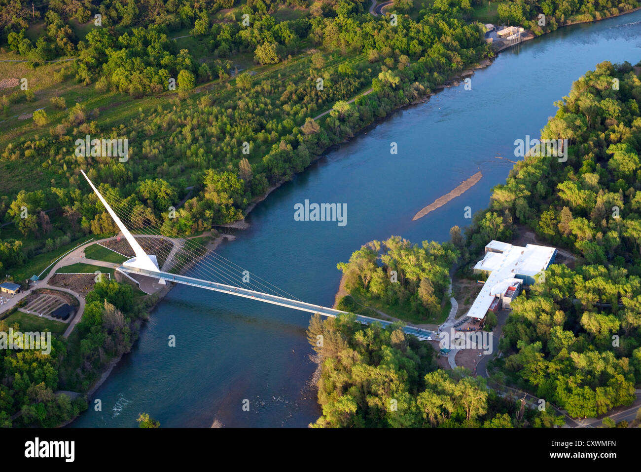 Aerial view of the Sundial Bridge, Redding, California Stock Photo - Alamy
