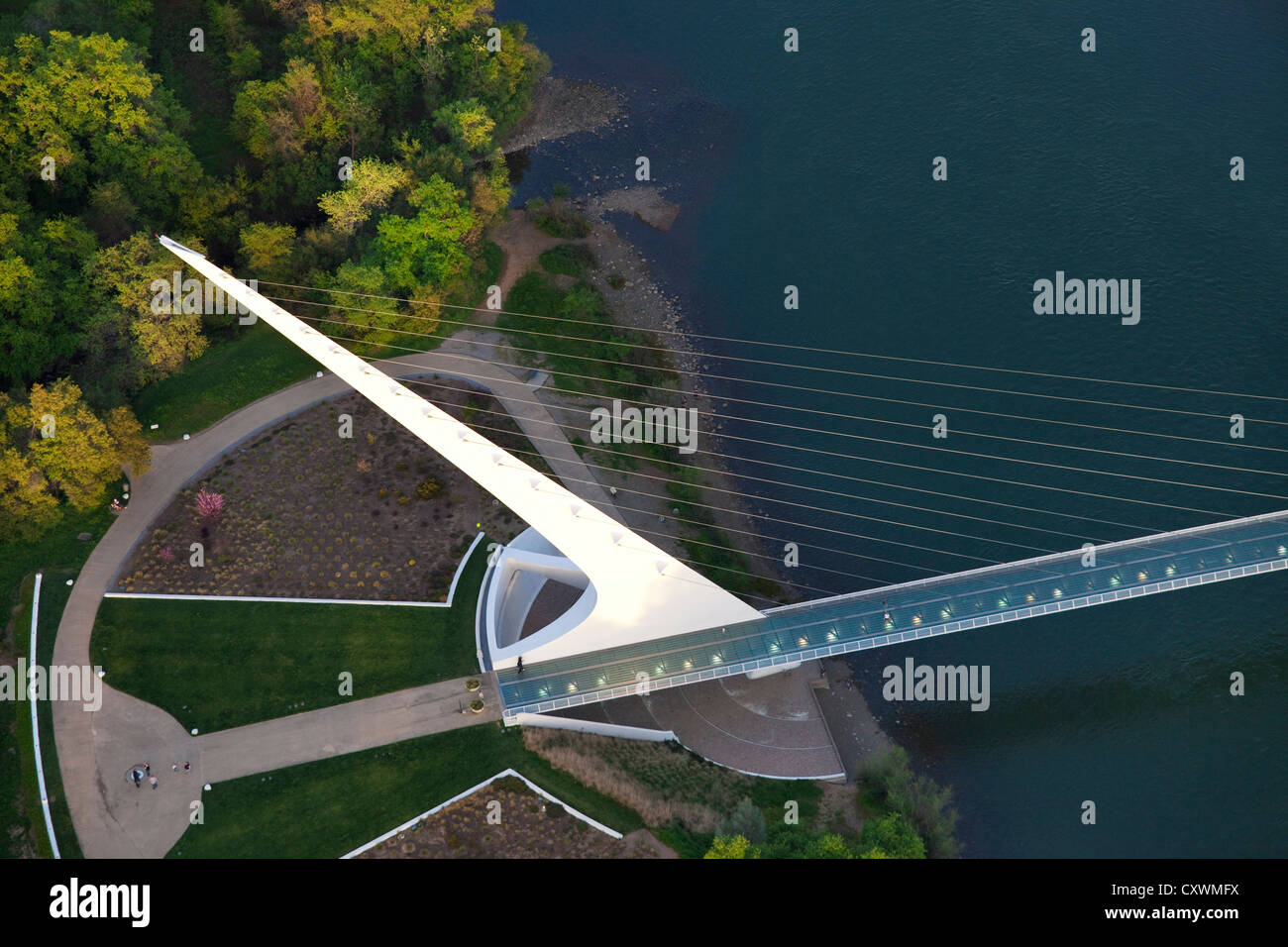 Aerial view of the Sundial Bridge, Redding, California Stock Photo - Alamy