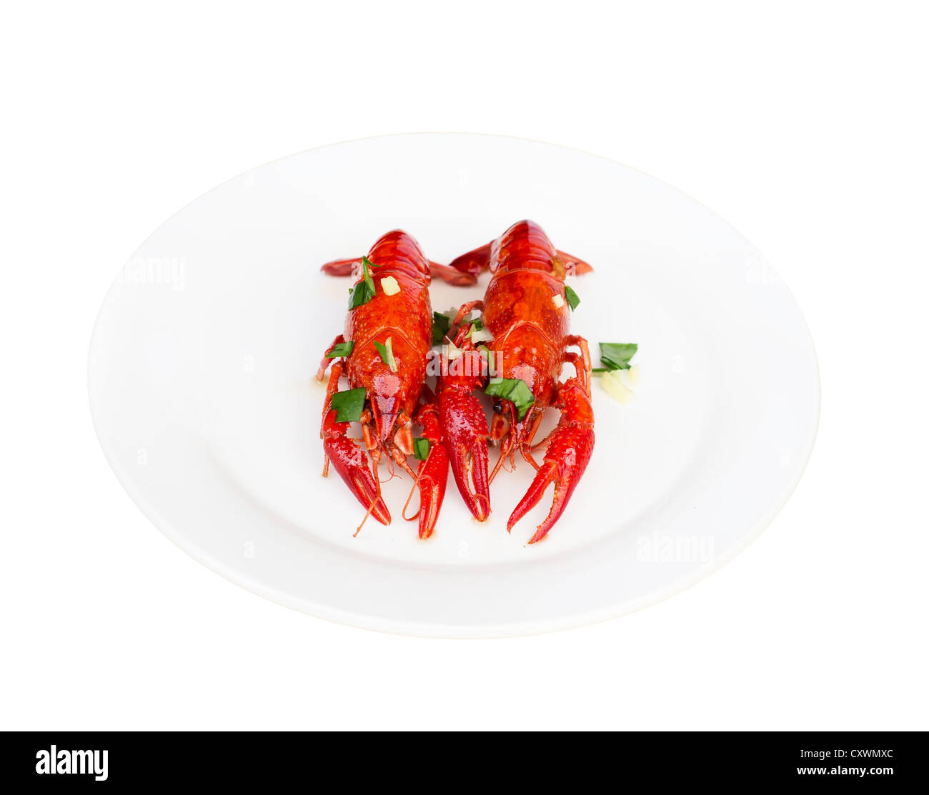 Boiled crawfish is isolated on the plate Stock Photo - Alamy