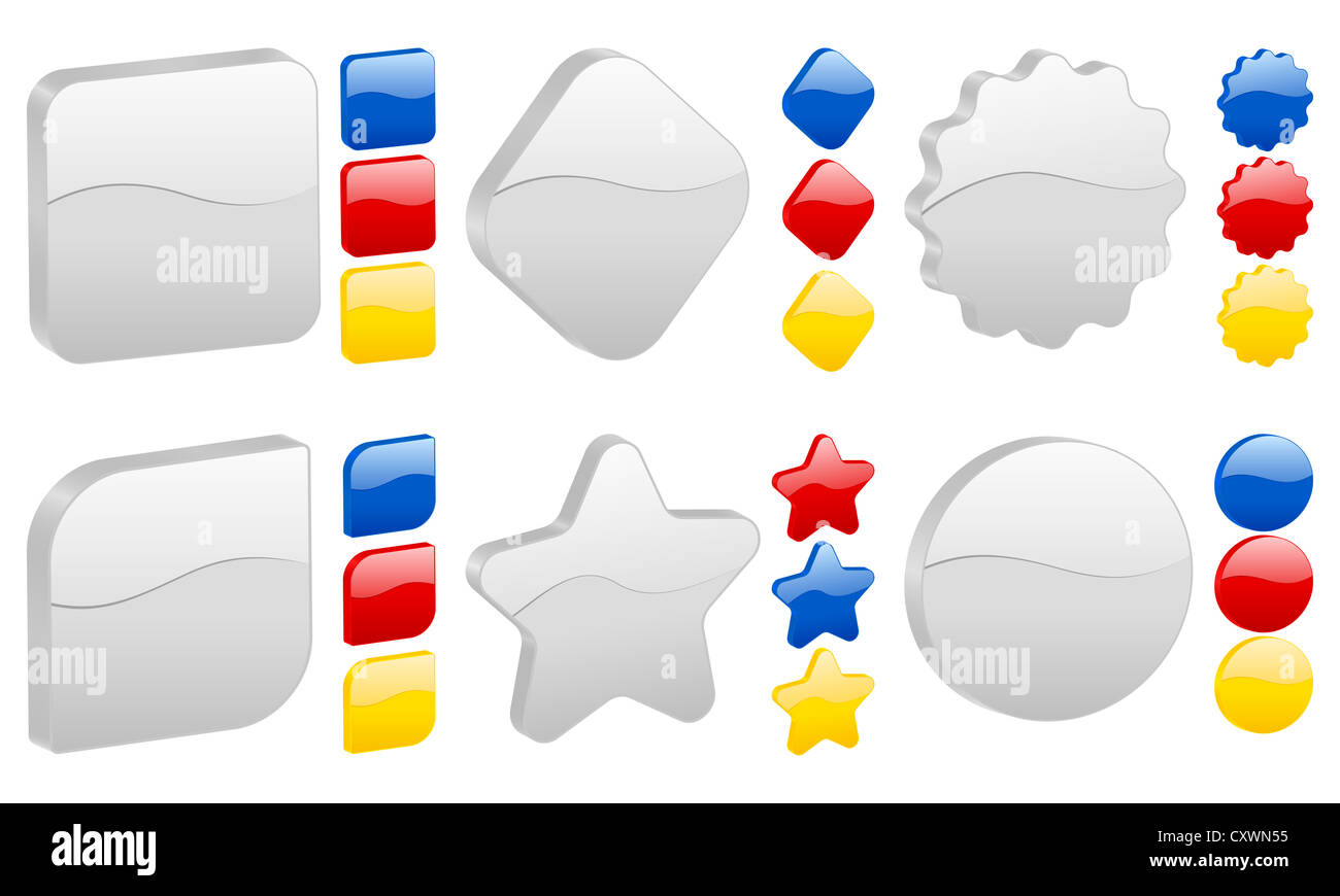 3D rounded icon set on a white background Stock Photo - Alamy