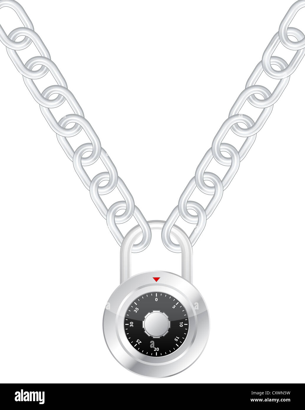 Padlock with chains on a white background Stock Photo - Alamy