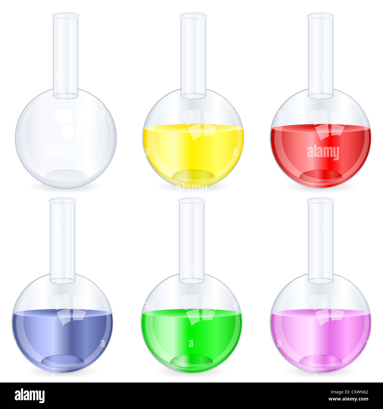 Chemistry beaker set on a white background Stock Photo - Alamy