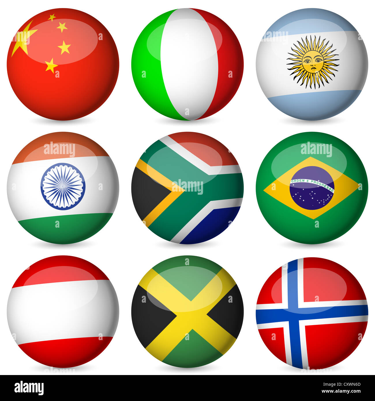 National flag orb set on a white background Stock Photo - Alamy