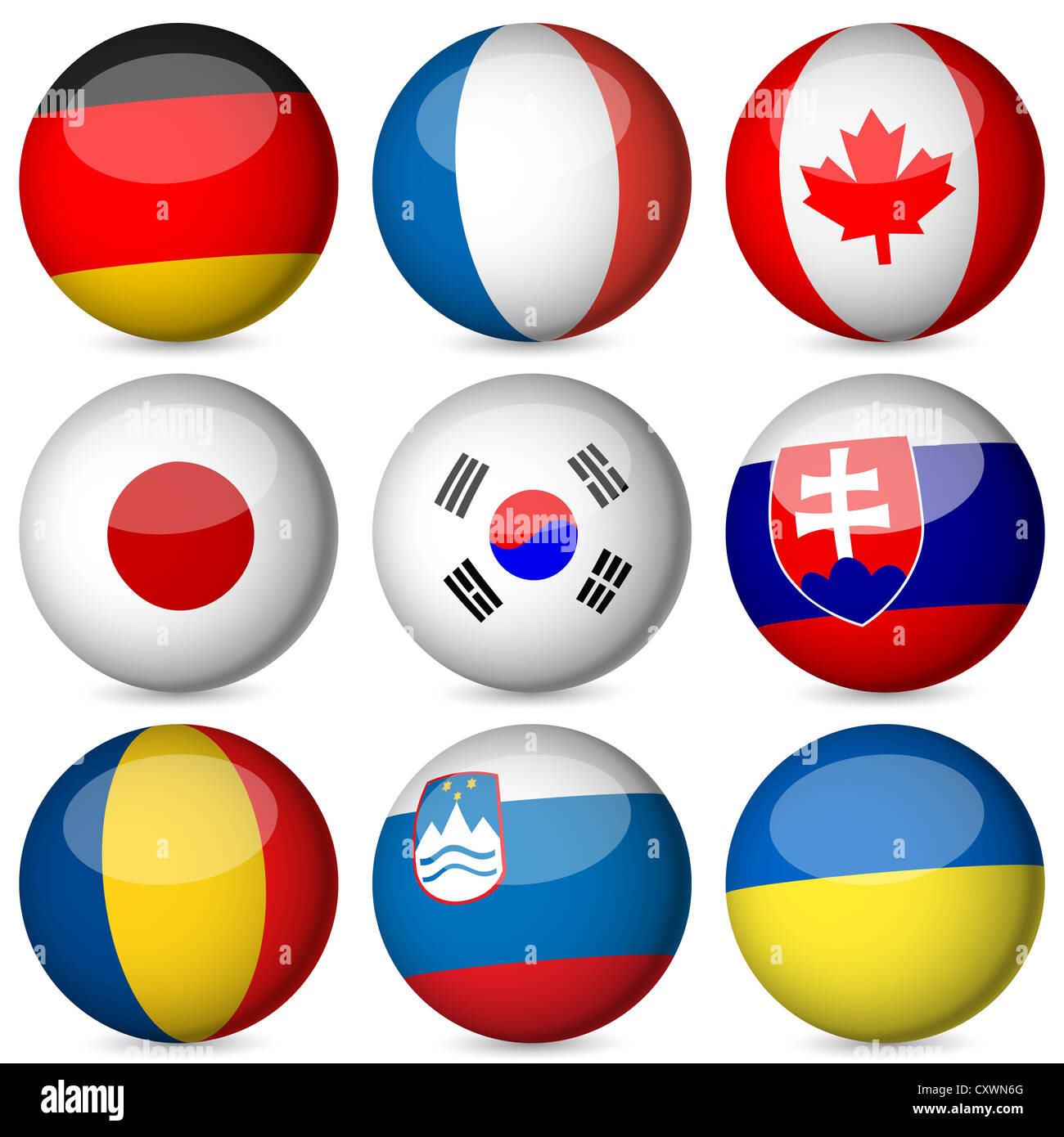 National flag orb set on a white background Stock Photo - Alamy