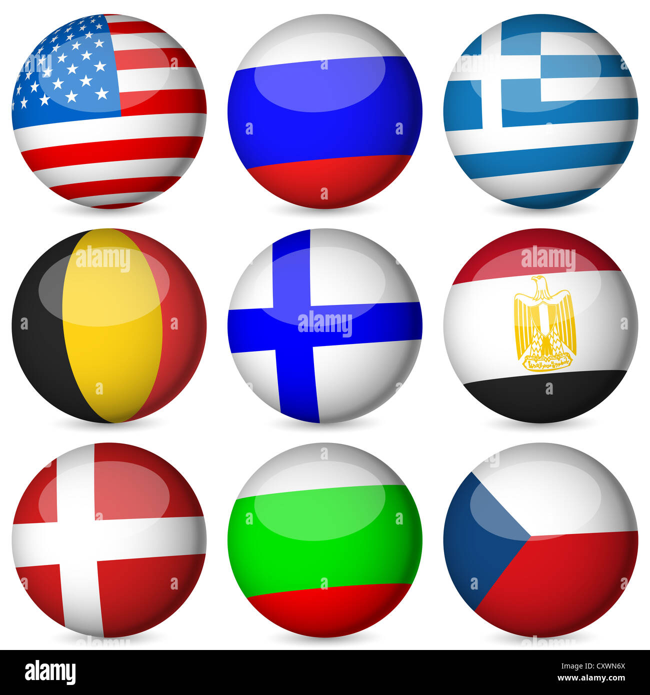 National flag orb set on a white background Stock Photo - Alamy