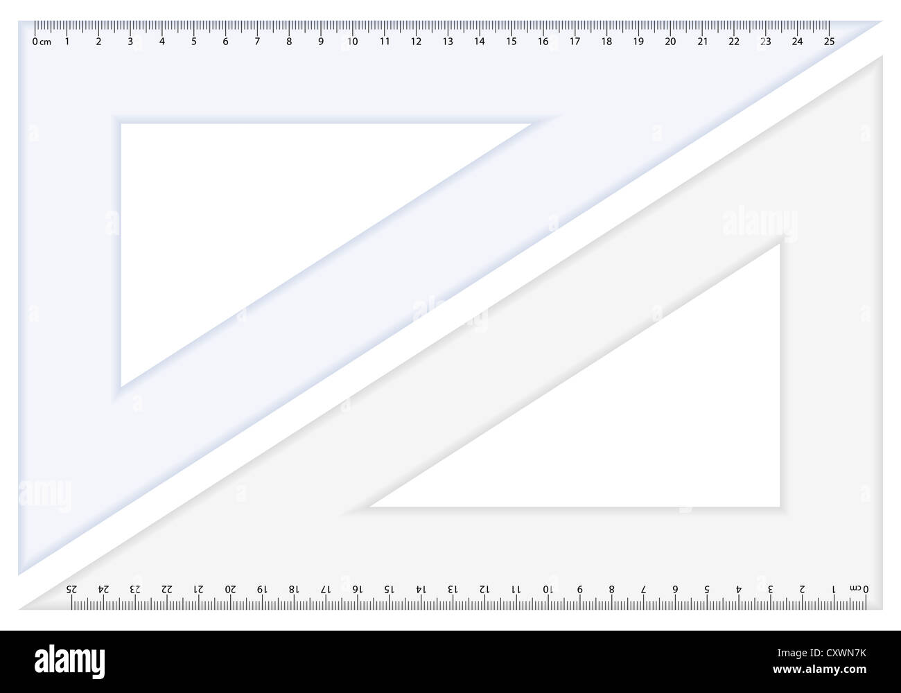 Triangle rulers on white background Stock Photo - Alamy