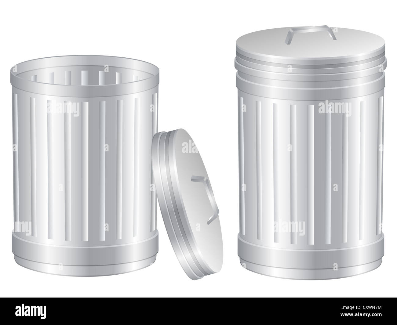 Trash can set on white background Stock Photo - Alamy