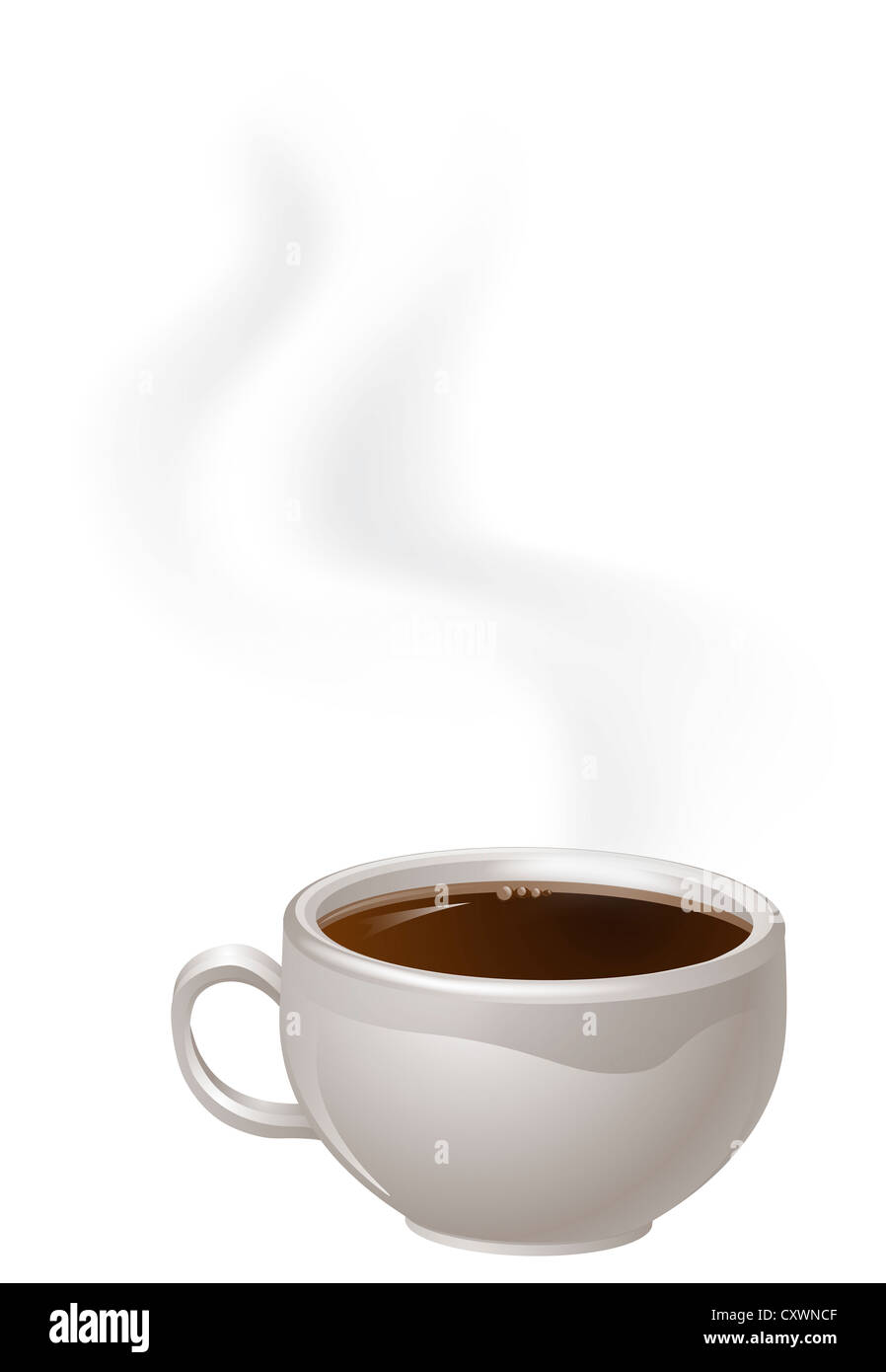 An illustration of a cup of steaming black Coffee Stock Photo - Alamy