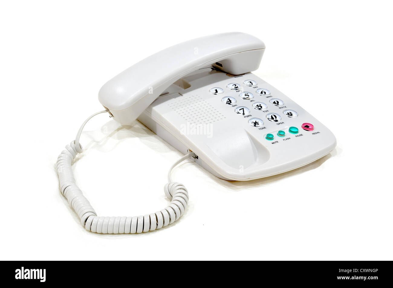 Modern white business office telephone isolated on a white background ...