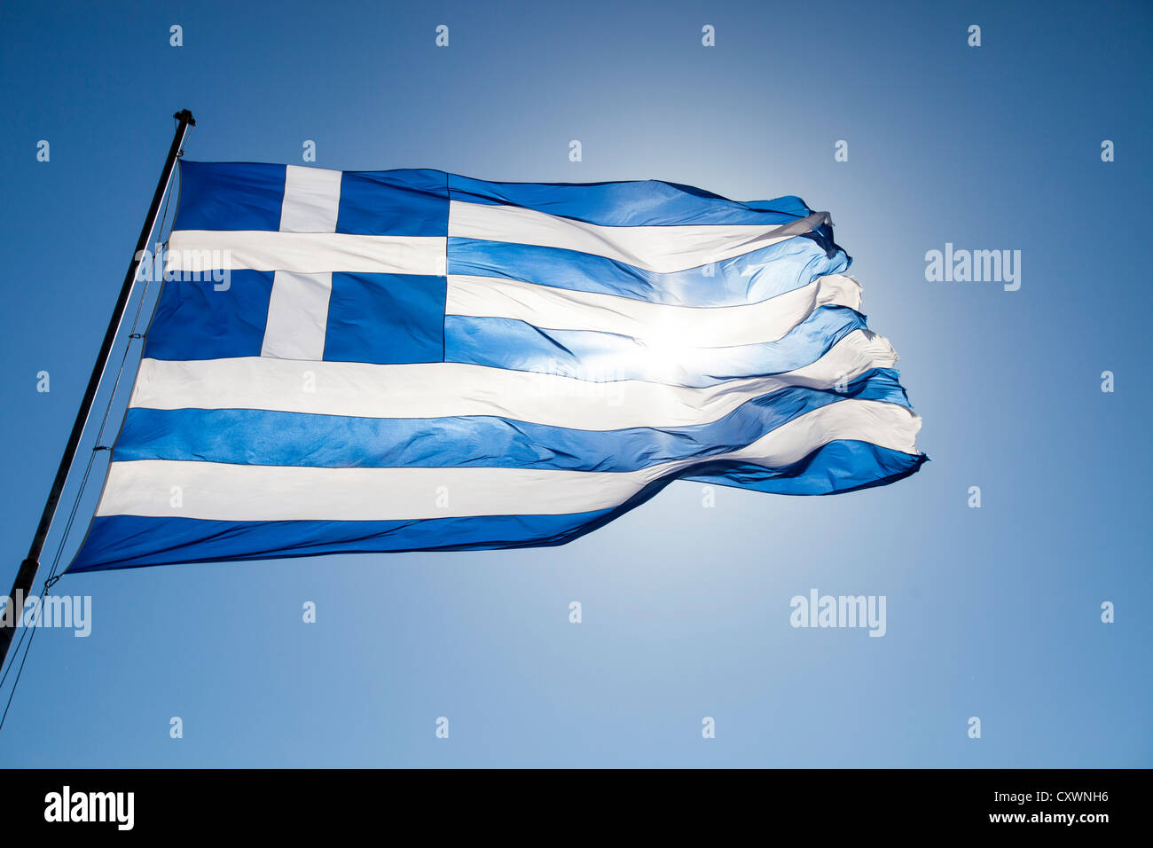A Greek Flag on Lemnos, Greece Stock Photo - Alamy