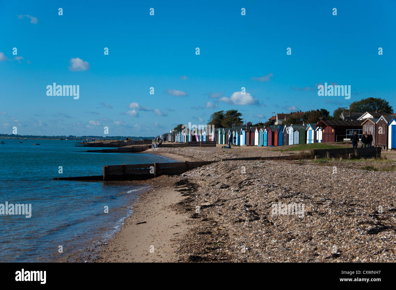 West Mersea and beach huts Stock Photo - Alamy