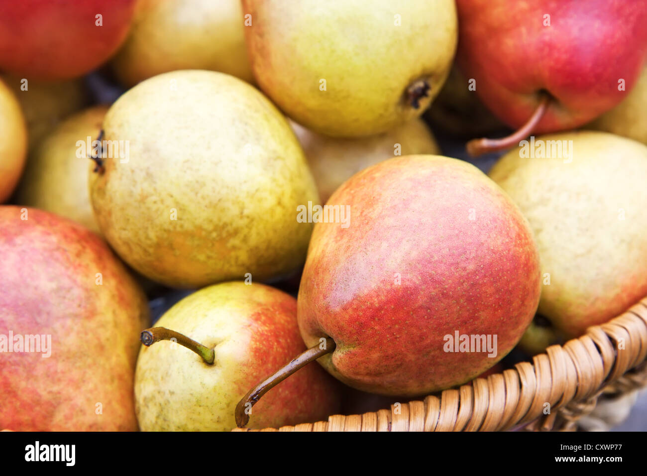 Fresh yellow and red pears as background Stock Photo - Alamy
