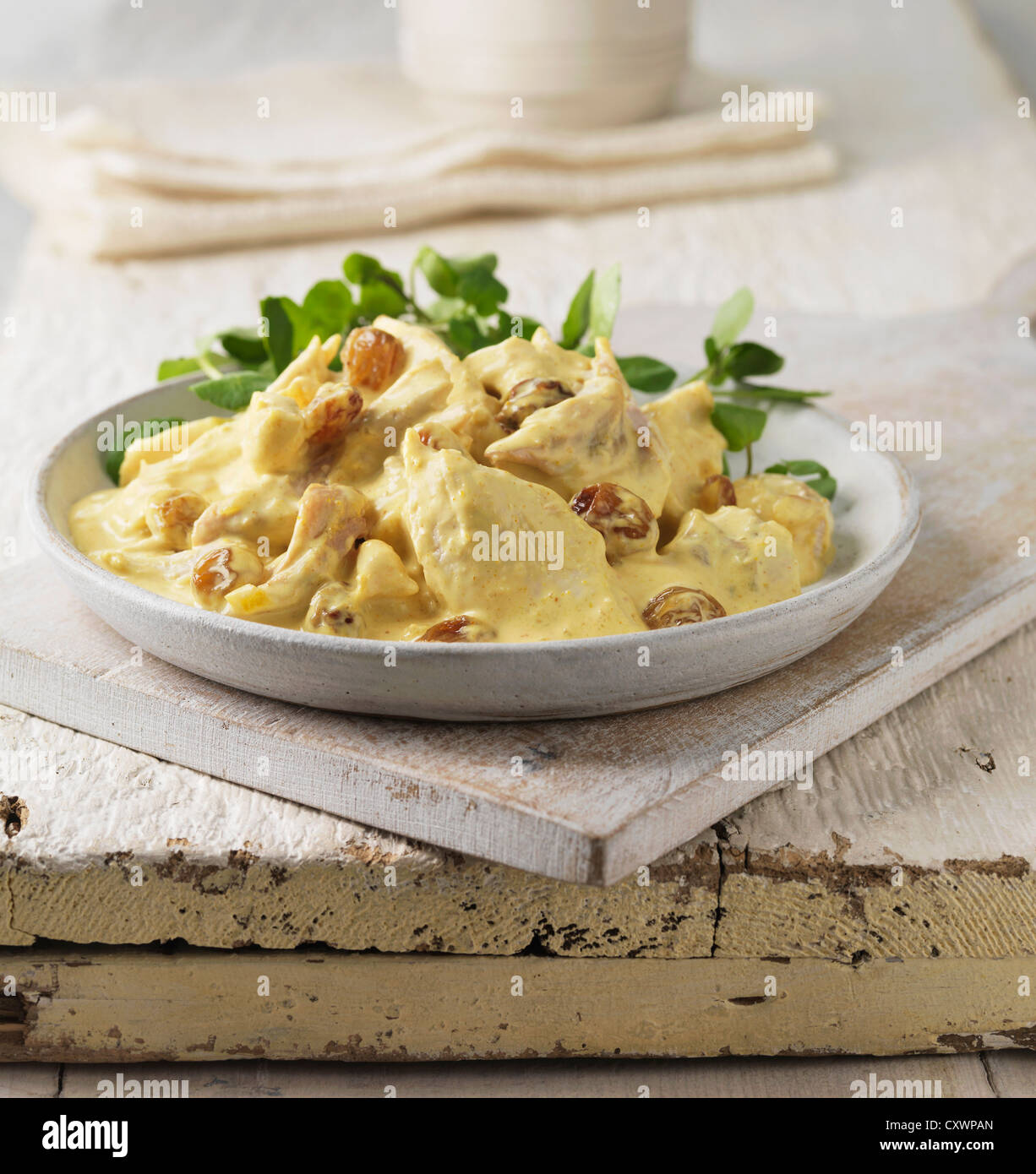 Plate of coronation chicken Stock Photo - Alamy
