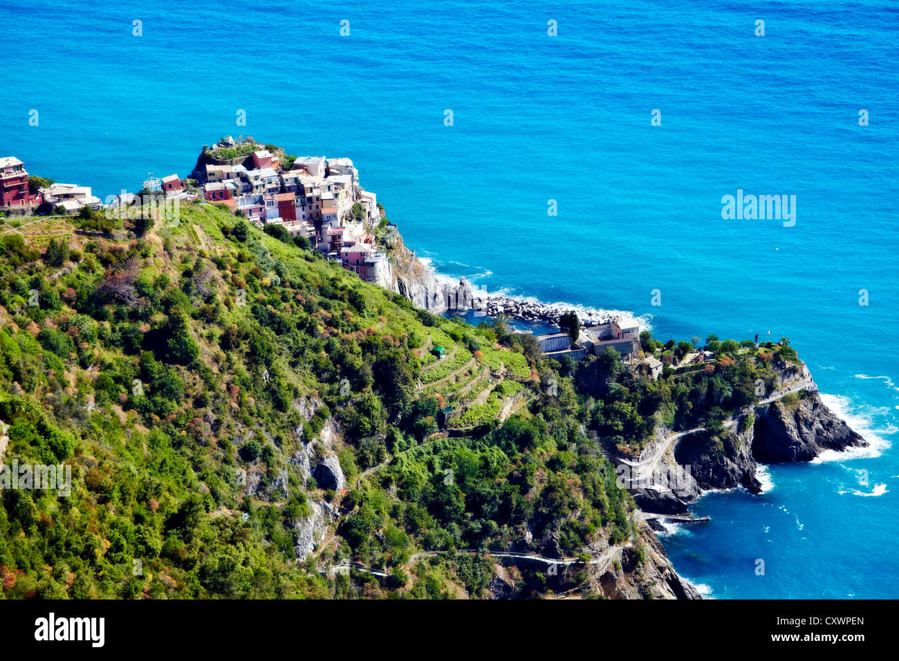 Aerial view of coastal city on hillside Stock Photo - Alamy