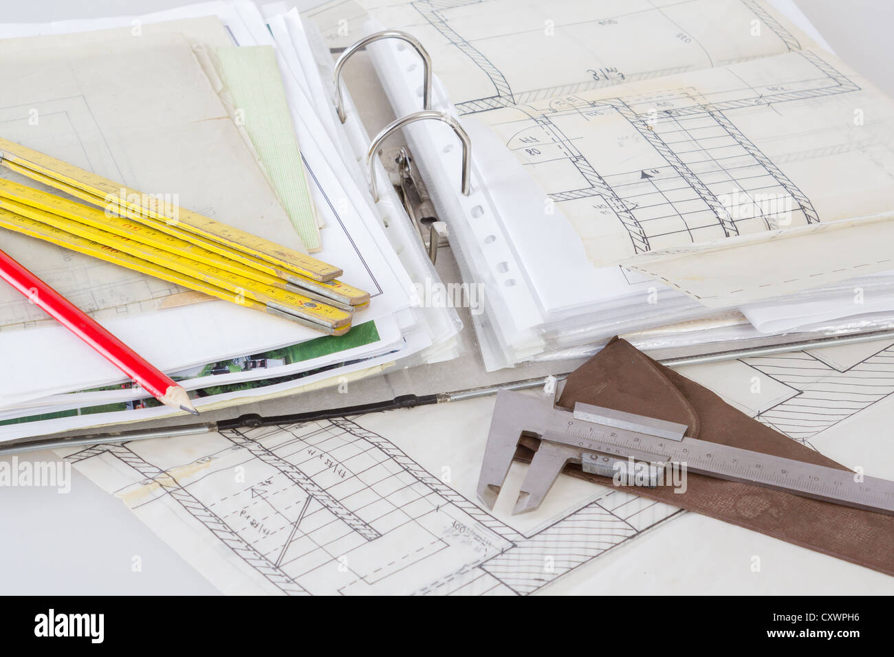 Architectural plans of the old paper tracing paper measuring tools and ...