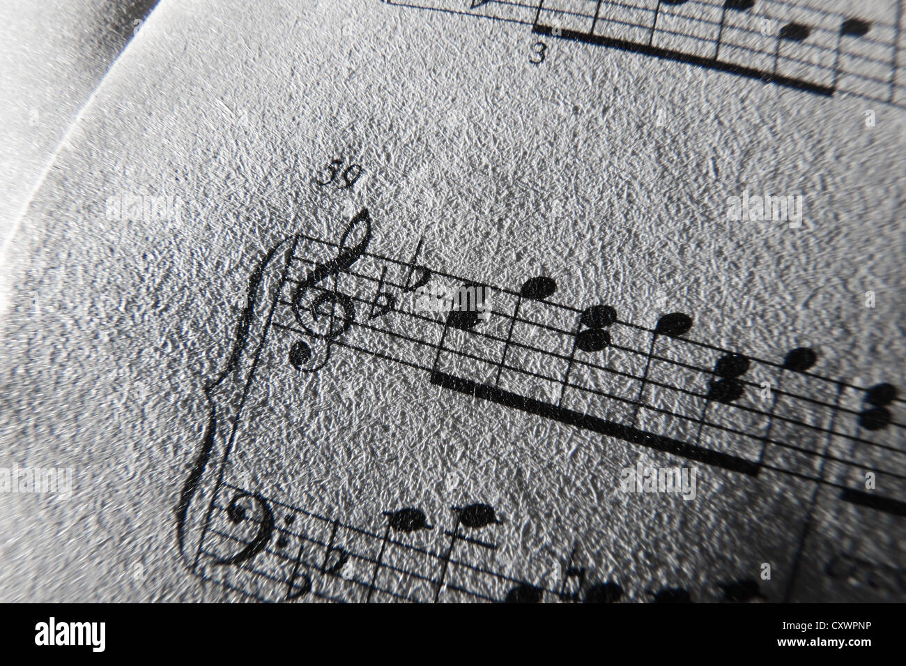 Music sheet notes score melody close up black white lines composition ...