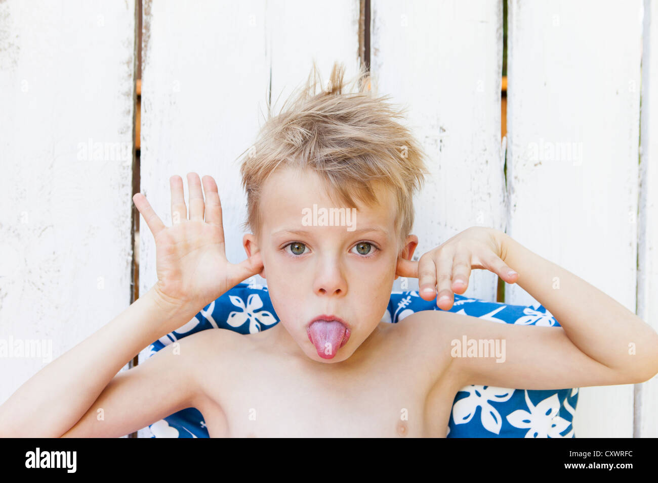 Close up of boy making face Stock Photo - Alamy