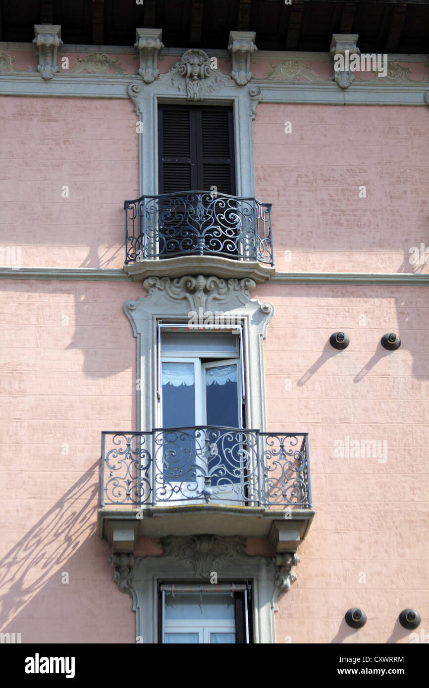 Italian balconies on Lake Como Stock Photo - Alamy