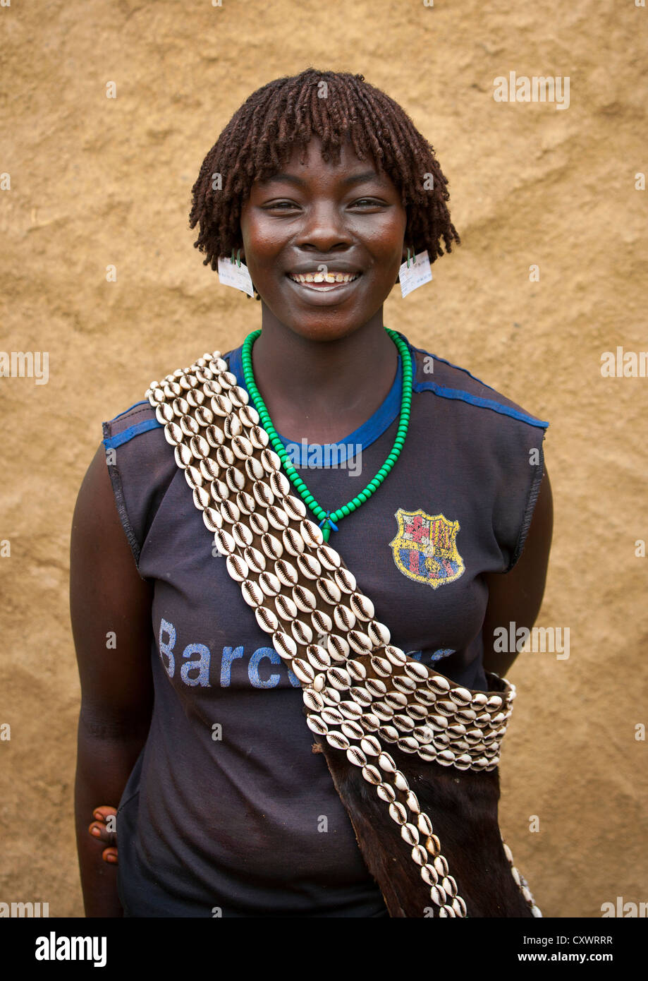 Miss Semba, Bana Tribe Woman, with sim cards as earrings, Key Afer, Omo ...