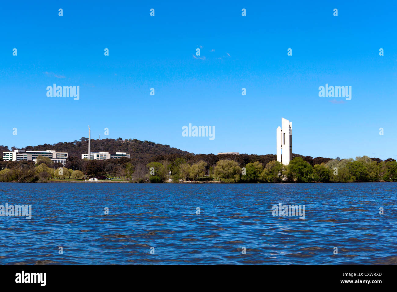 The National Carillon on Aspen Island, Canberra, Australia Stock Photo ...