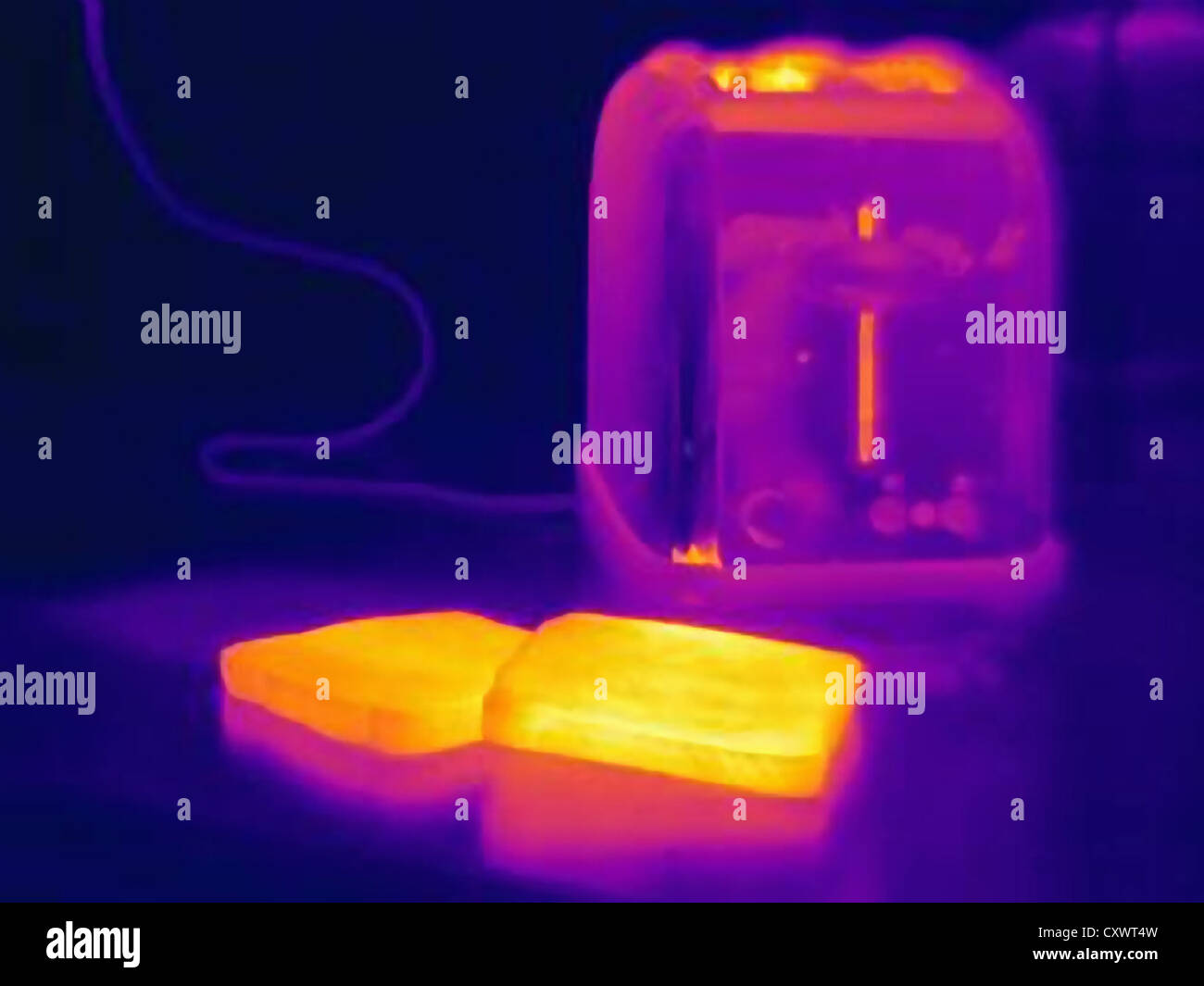 Thermal image of toaster with toast Stock Photo - Alamy