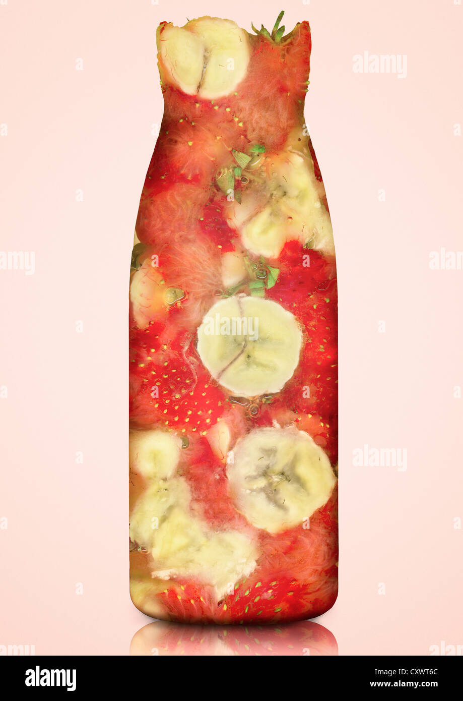 Strawberry and banana in bottle Stock Photo - Alamy