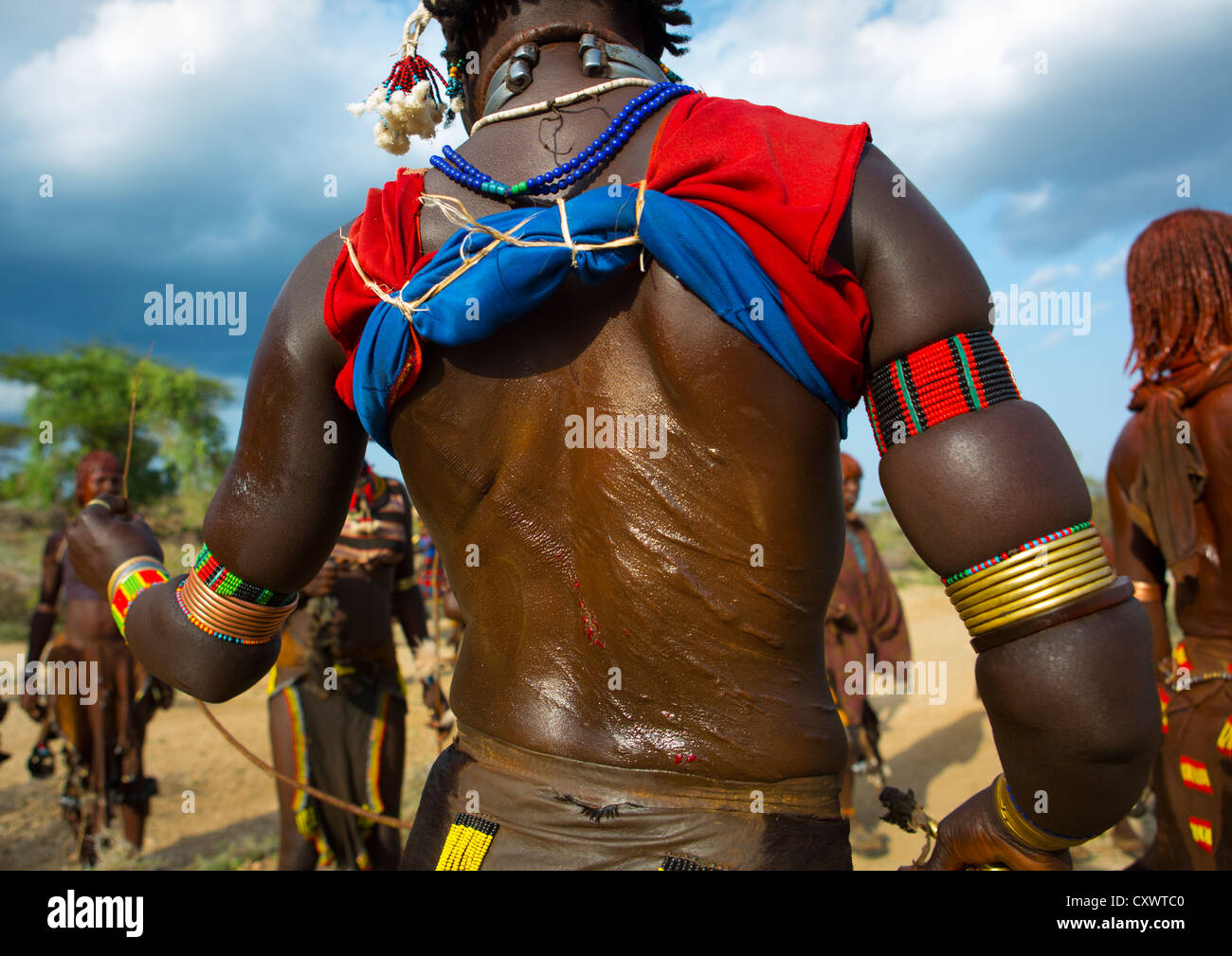 Back Of A Hamar Tribe Woman At Bull Jumping Ceremony, Turmi, Omo Valley ...