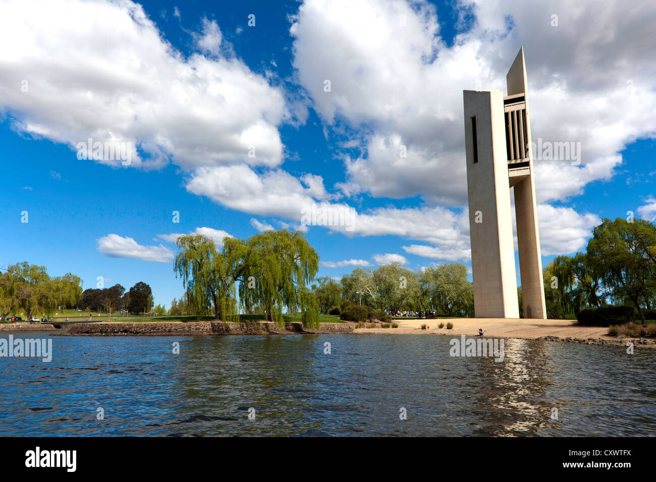 The National Carillon on Aspen Island, Canberra, Australia Stock Photo ...