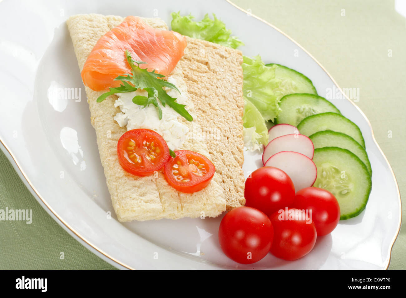 dietetic sandwich tasty breakfast on the plate Stock Photo - Alamy