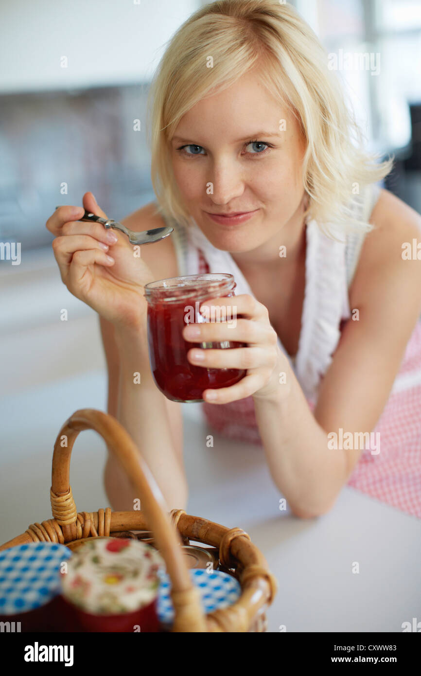 Woman jar jelly looking at camera hi-res stock photography and images ...