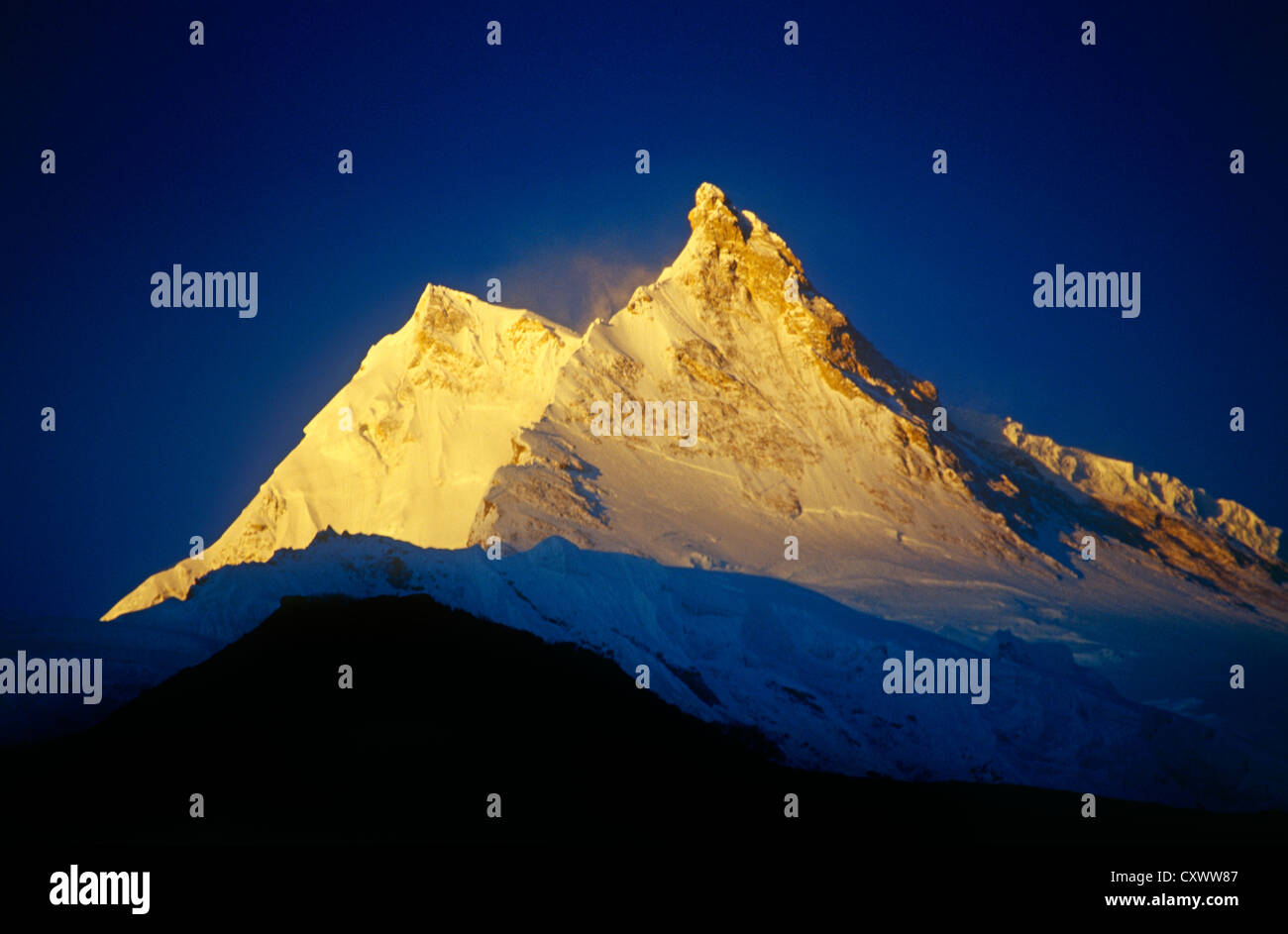 Summit Manaslu Nepal Stock Photo - Alamy