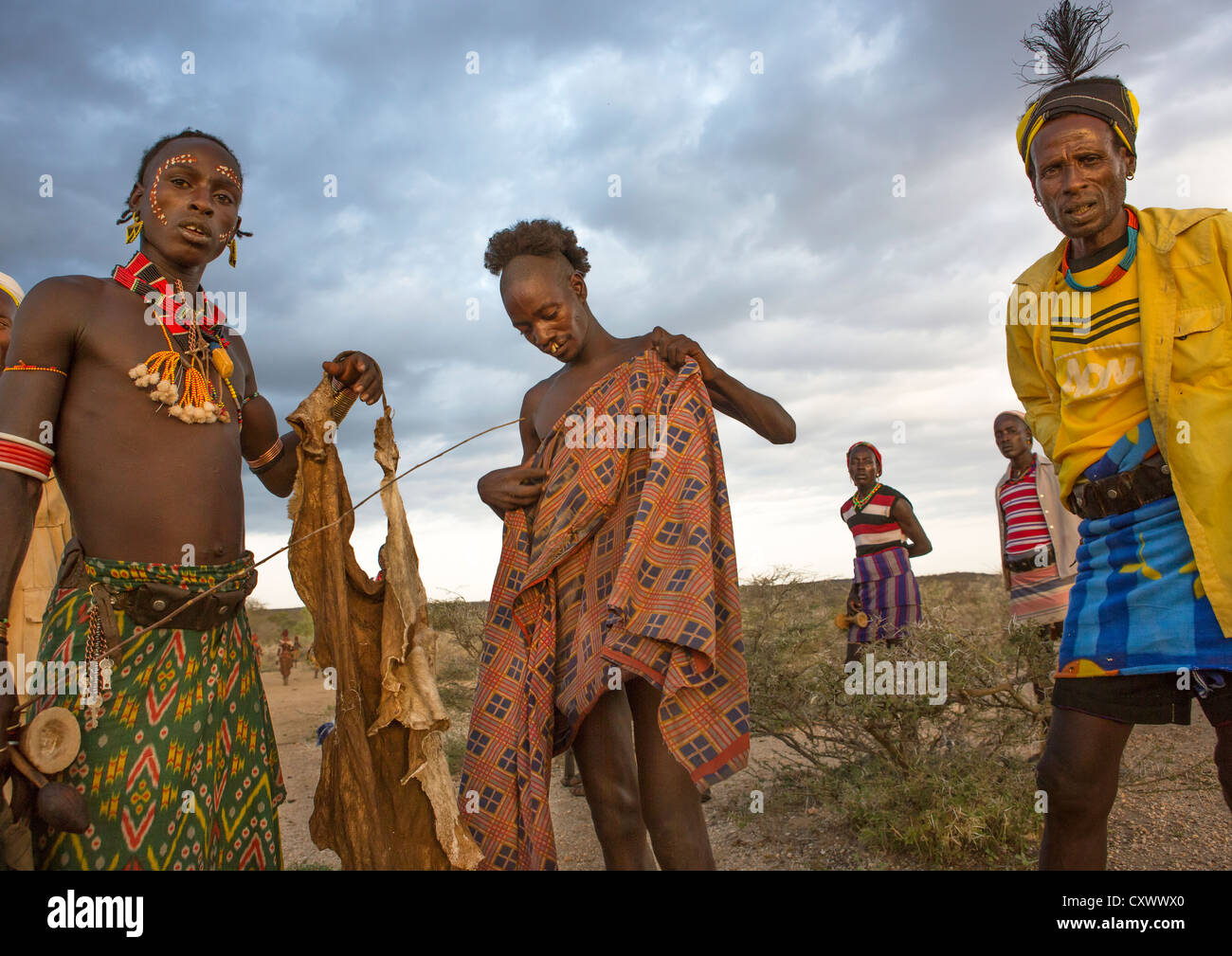 Hamar Tribe Men At Bull Jumping Ceremony, Turmi, Omo Valley, Ethiopia ...
