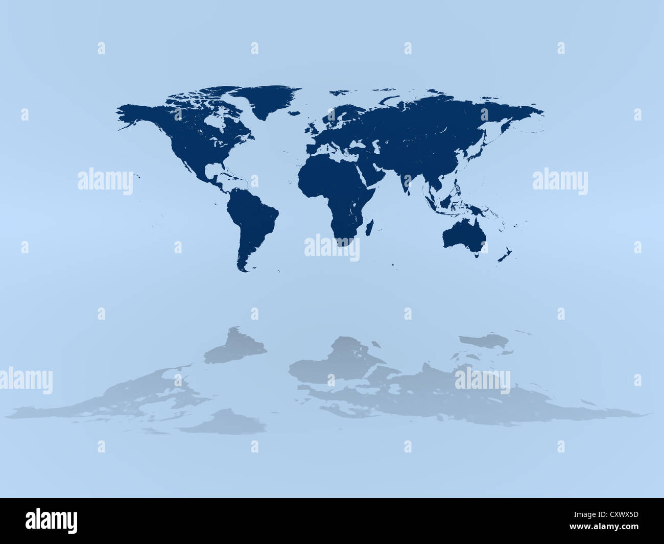 World map on blue background with reflection. Elements of this image ...