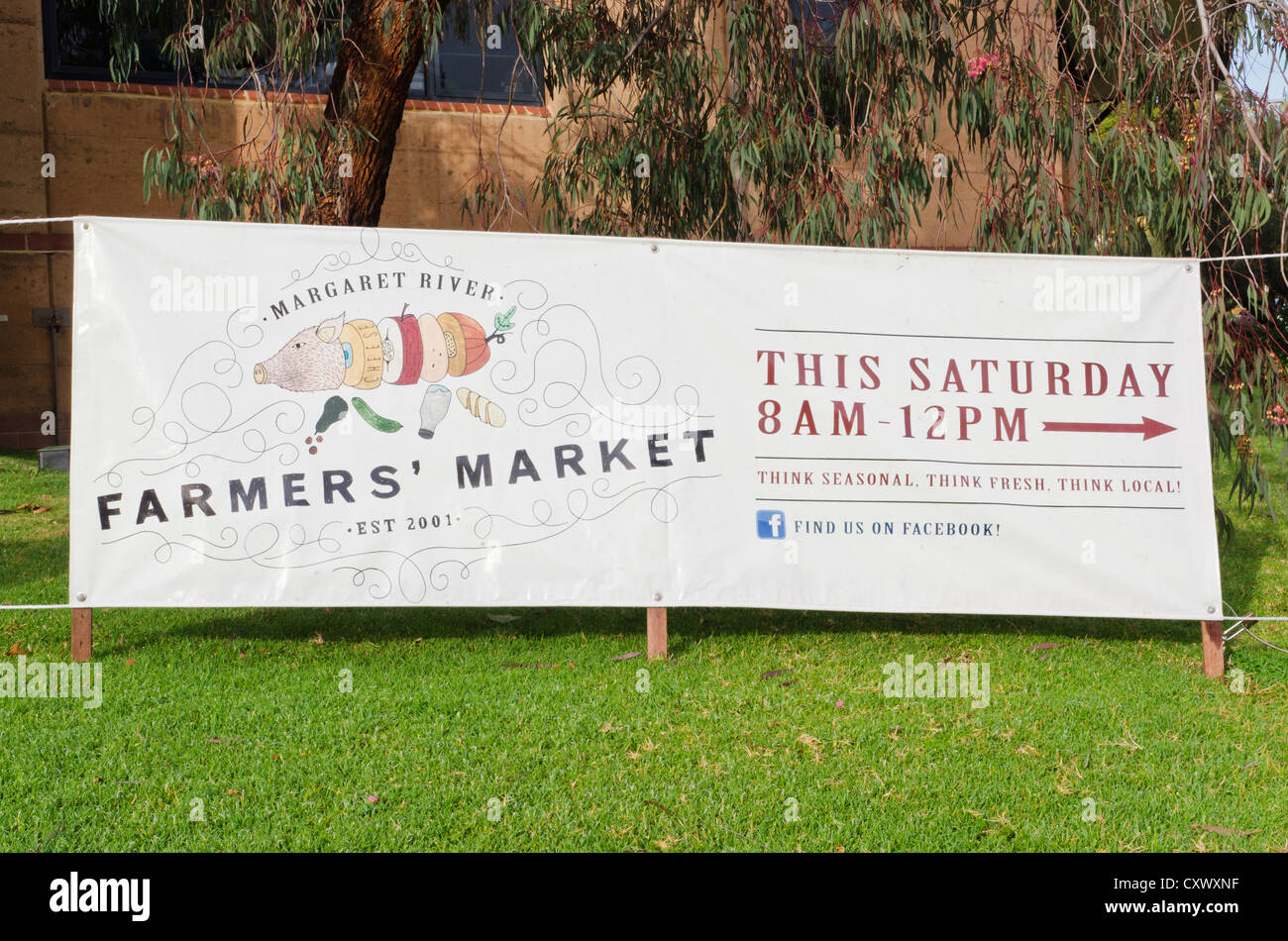 Margaret River Farmers Market sign, Margaret River town, Western ...