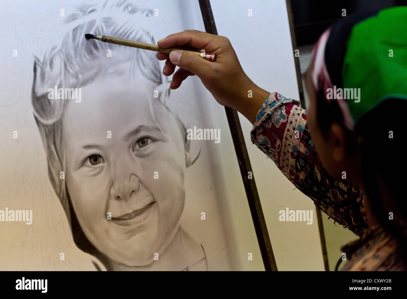 Drawing Portraits on a Market in Chiang Mai, Thailand Stock Photo - Alamy