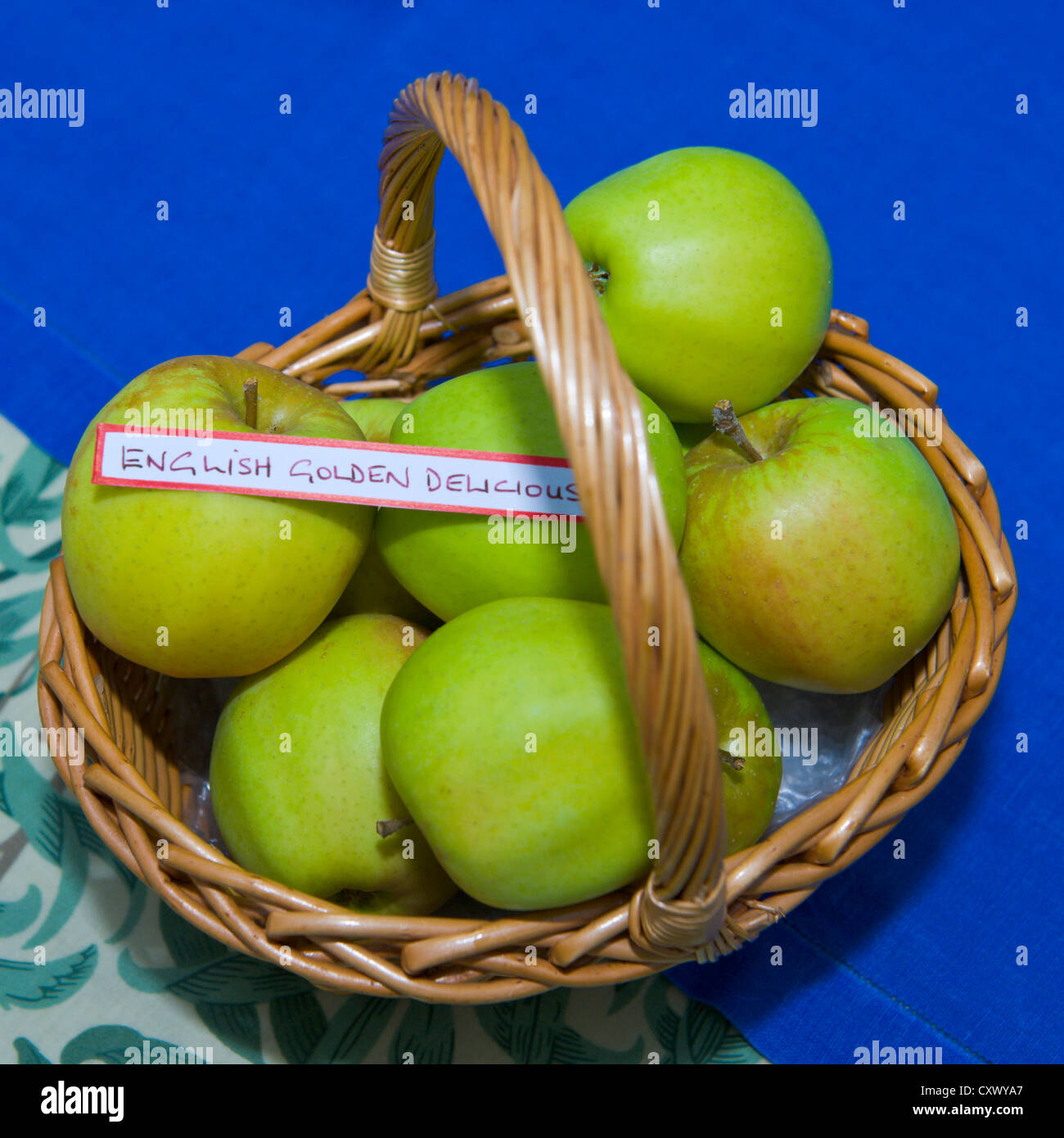 English Golden Delicious apples in basket on display during Big Apple ...