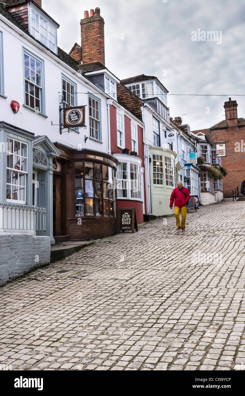 Quay Hill, Cobbled , Lymington Old Town, Hampshire, UK. Europe Stock ...
