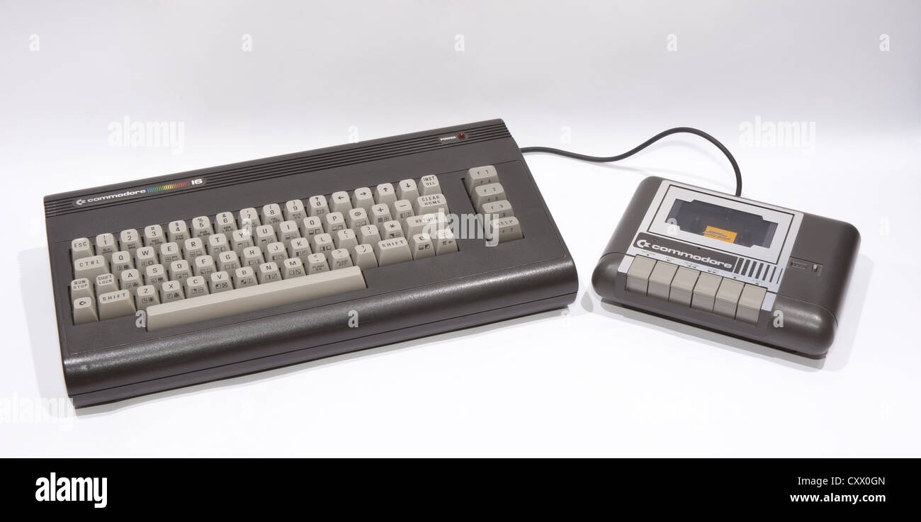 Commodore 16 home computer and tape cassette Stock Photo - Alamy
